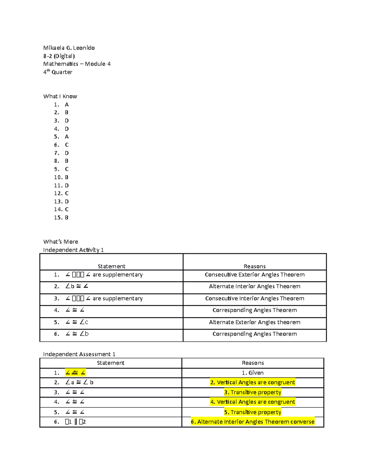 Mathematics - Module 4 - Mikaela G. Leonido 8-2 (Digital) Mathematics ...