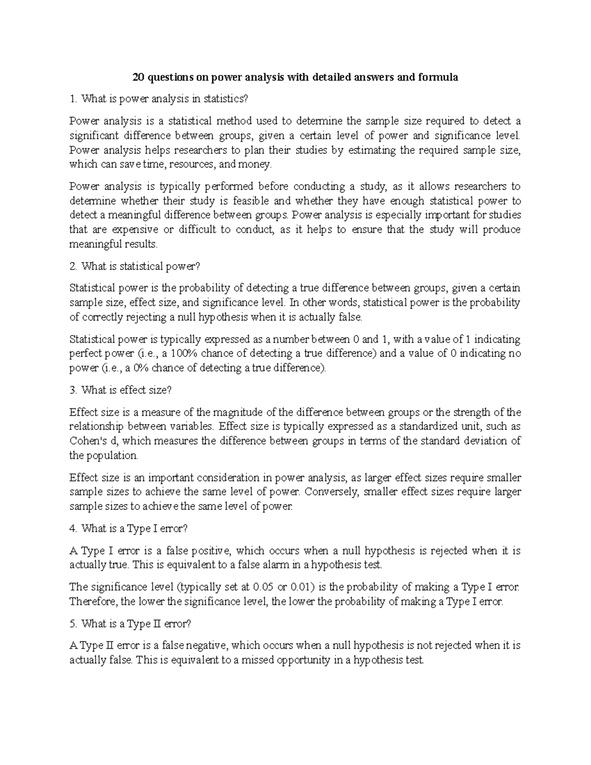 20 questions on power analysis with detailed answers and formula ...