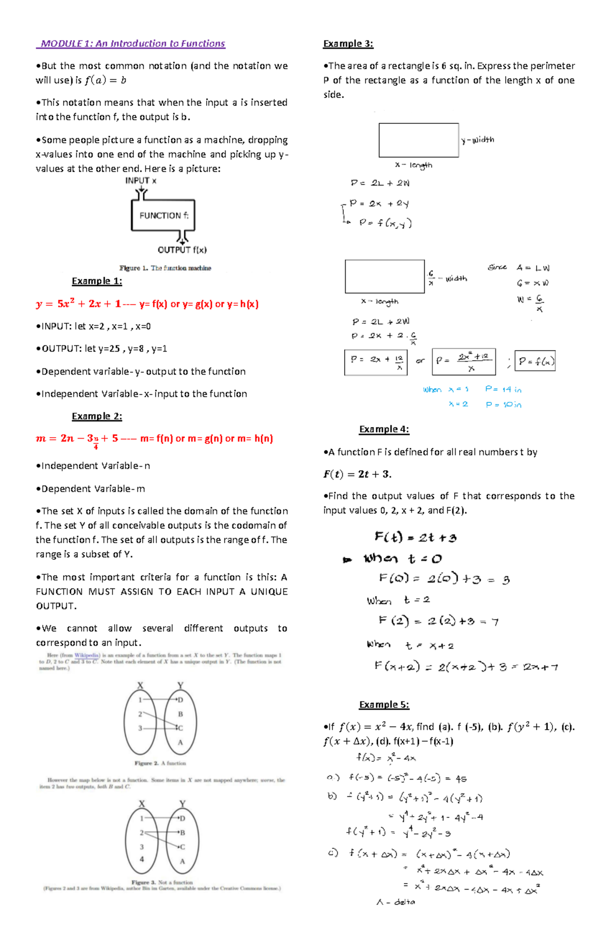 Calculus reviewer - MODULE 1: An Introduction to Functions But the most ...