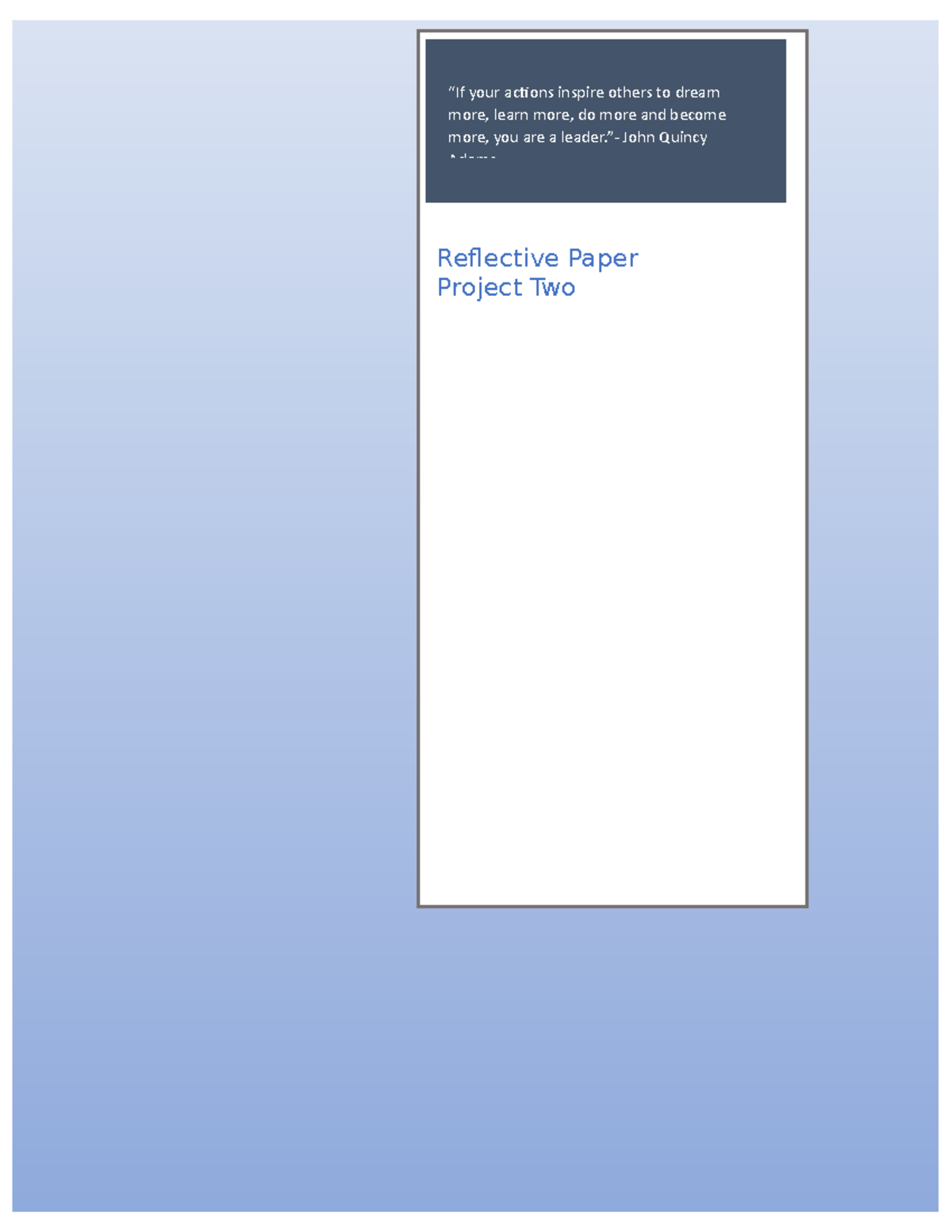 8 - module 8 Bus 210 project 2 Reflections assignment - “If your ...