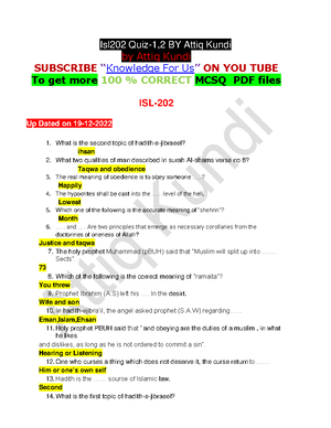 ISL202 MCQs - Important for final term - 1. Which of the following is ...