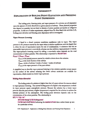Experiment 4 Pre-Lab Assignment - EXPERIMENT 4 EXPLORING THE NATURE OF MATTER In this laboratory ...