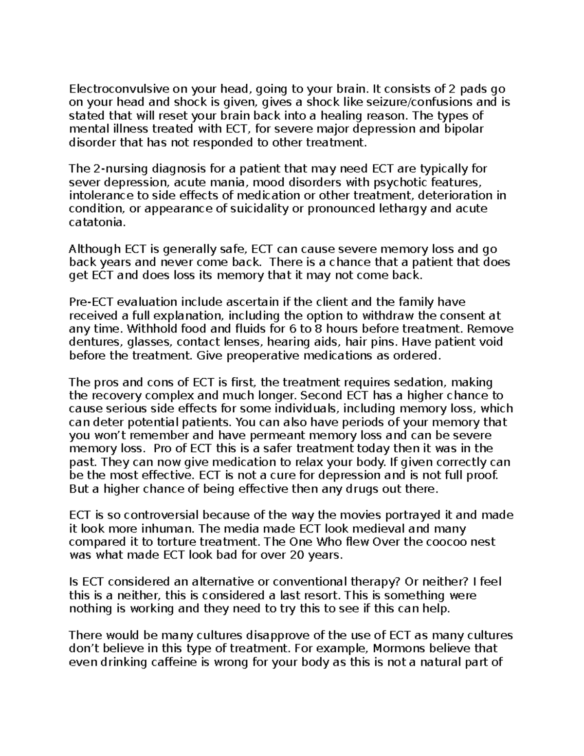 ECT - lecture notes - Electroconvulsive on your head, going to your ...