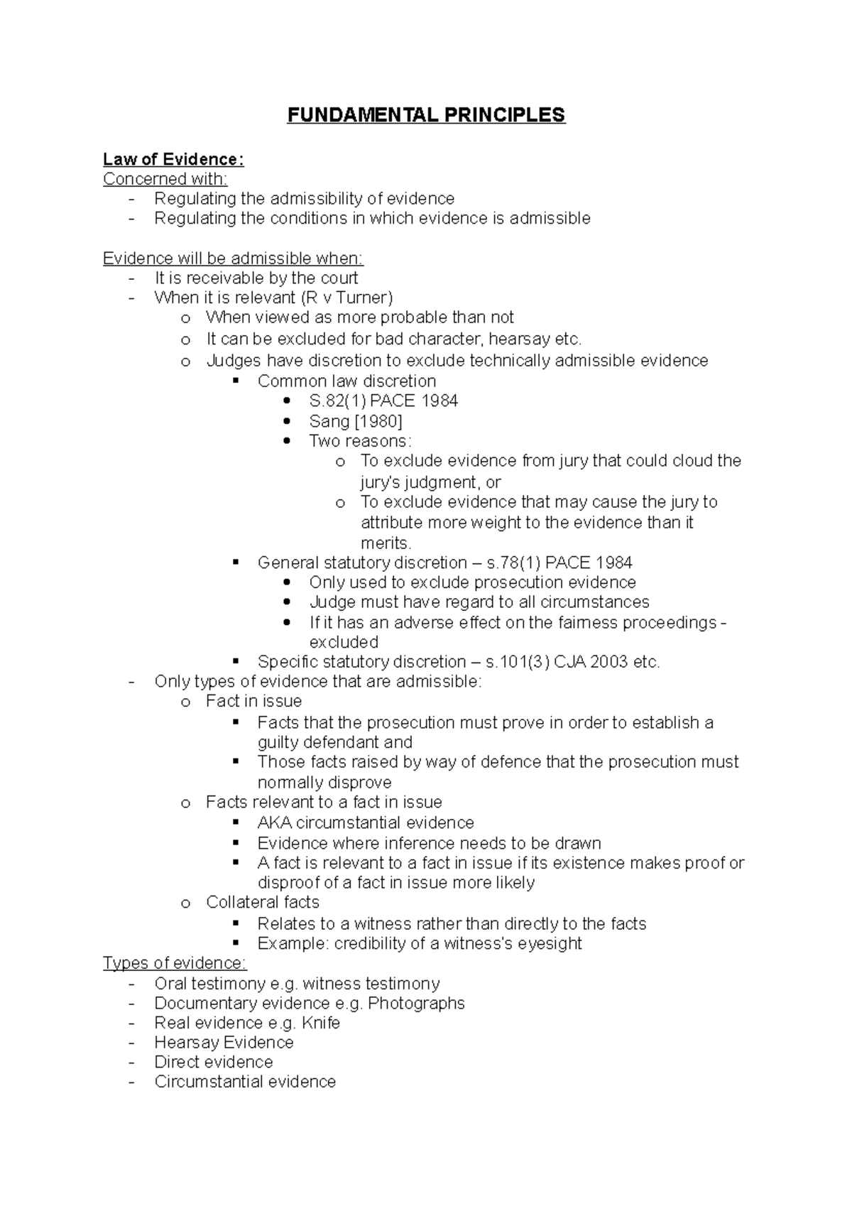 Fundamental Principles - FUNDAMENTAL PRINCIPLES Law of Evidence ...