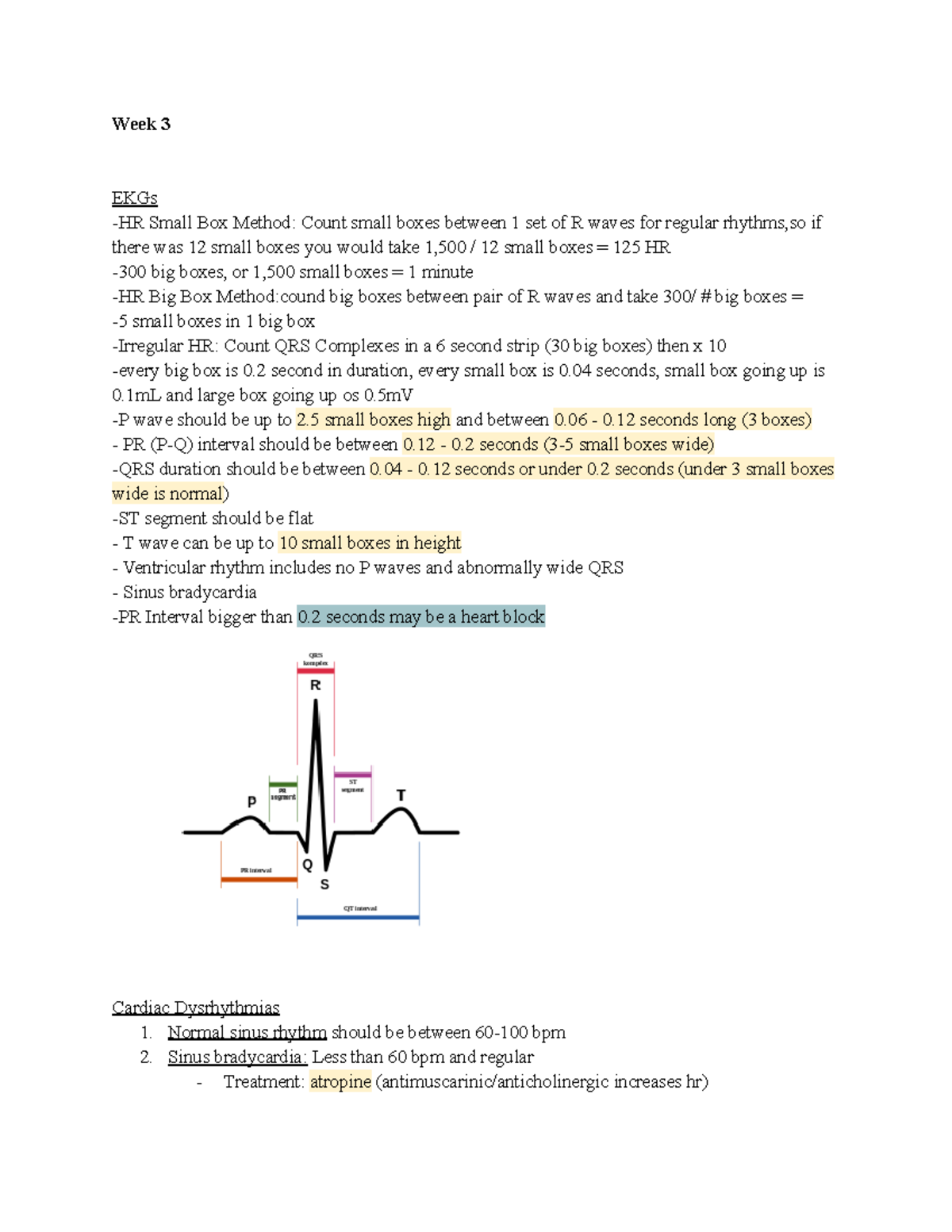 4000 Class Notes - Week 3 EKGs -HR Small Box Method: Count small boxes ...