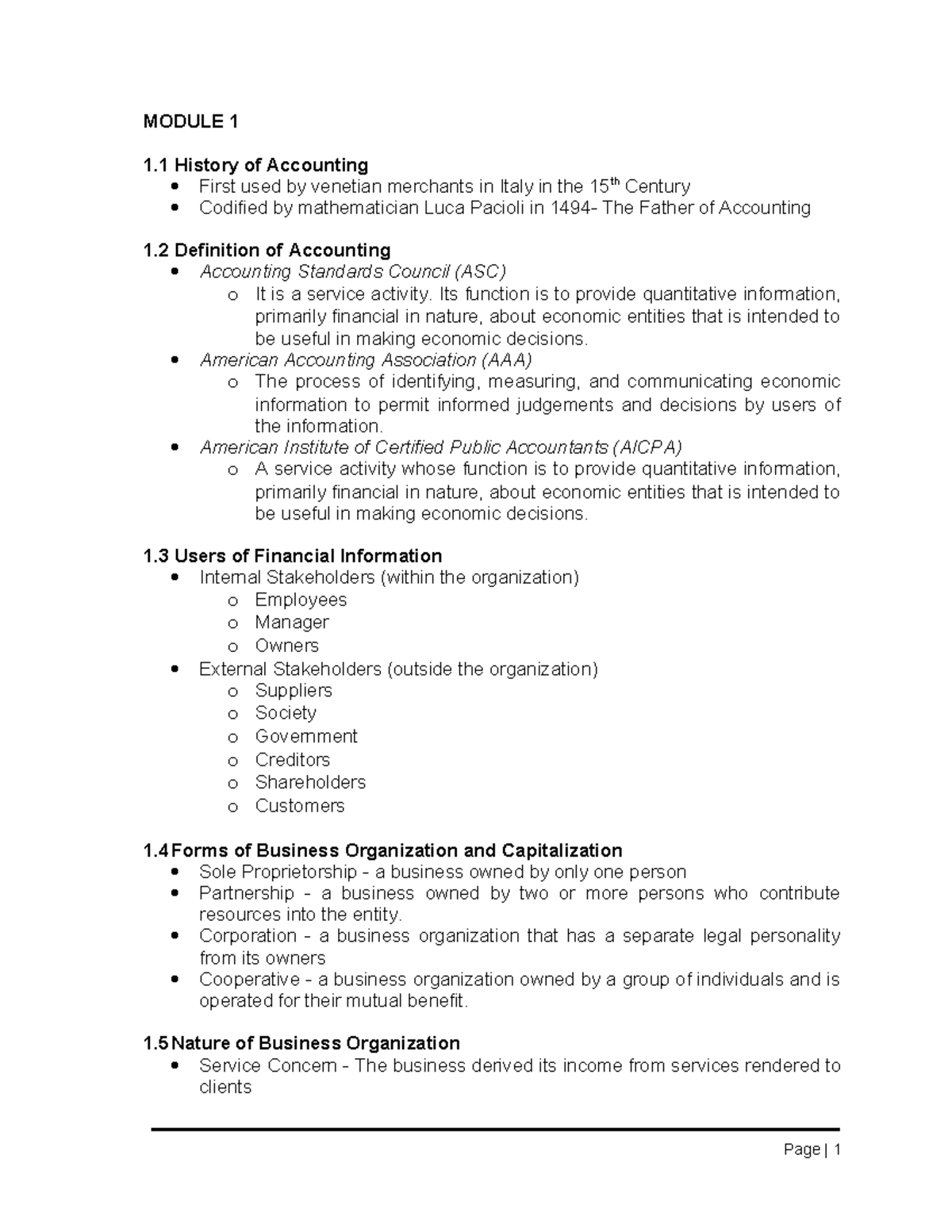 Lecture notes Journalizing to Trial Balance - MODULE 1 1 History of ...
