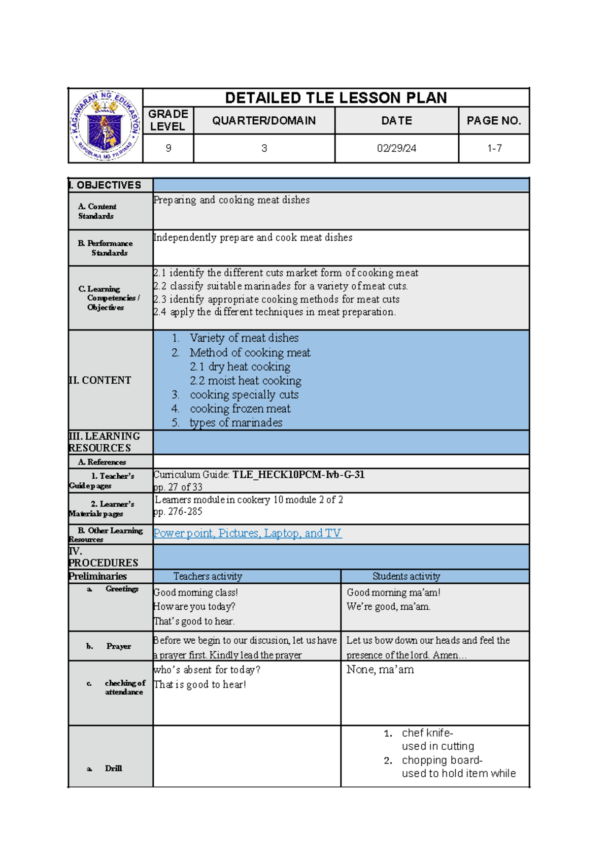 Storing-sandwiches LP 1 082607 - DETAILED TLE LESSON PLAN GRADE LEVEL ...