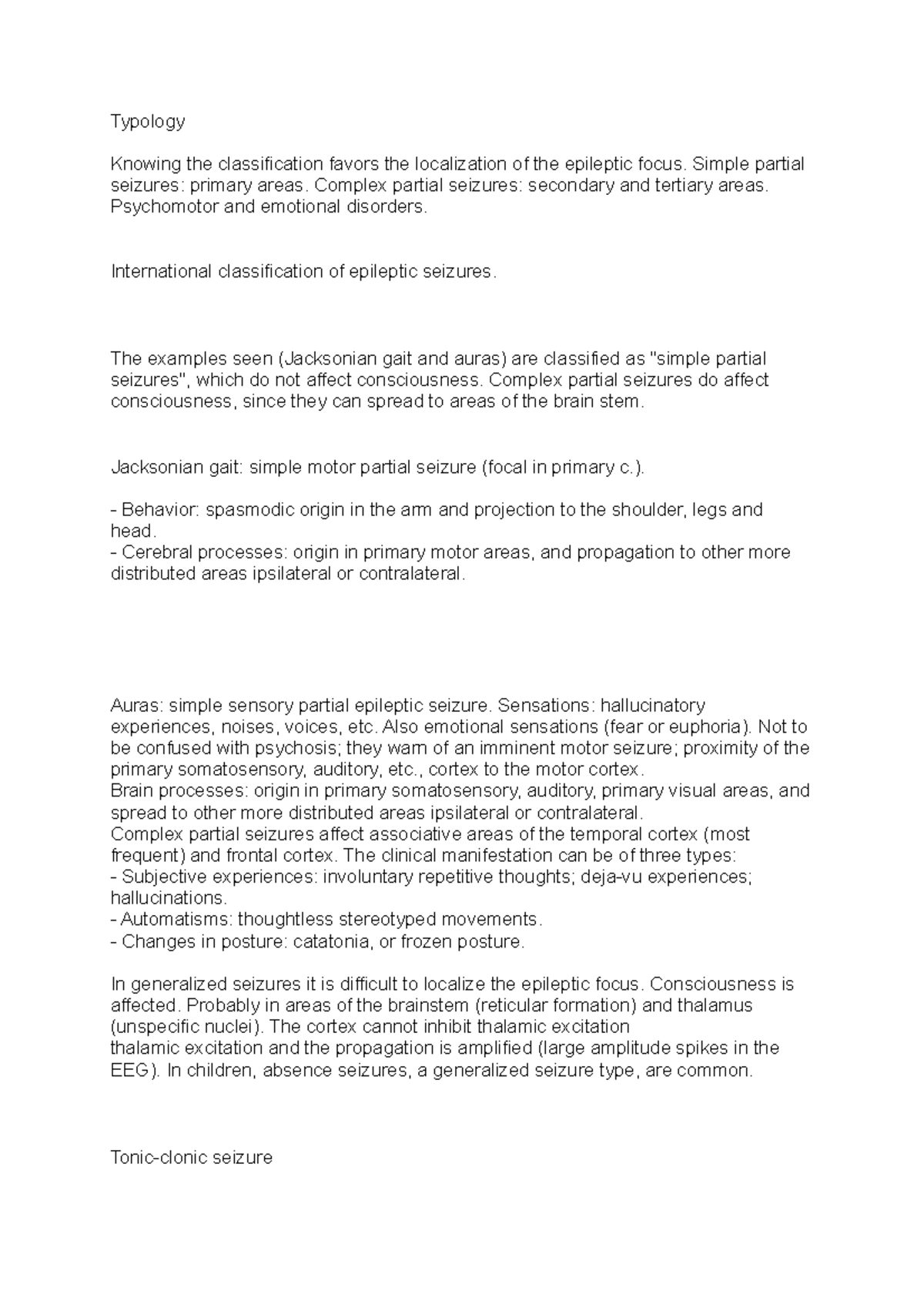 Typology - Study guide - Typology Knowing the classification favors the ...