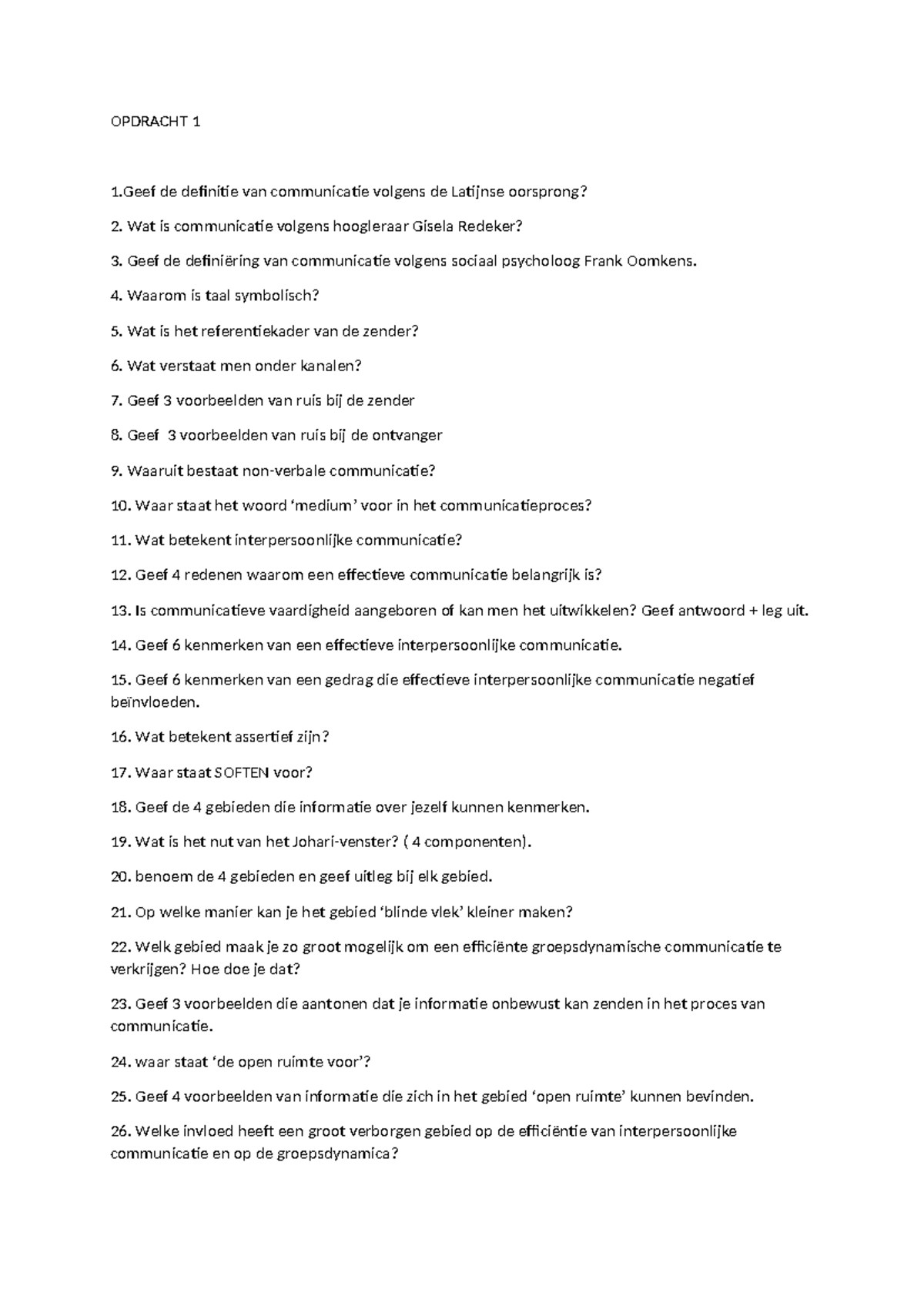 Vragenlijst - Samenvatting Communicatievaardigheden Nederlands ...