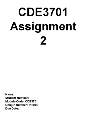 Childhood development CDE3701 assignment 02 (MARK080100) - CDE3701 - Open RubricOpen Rubric ...