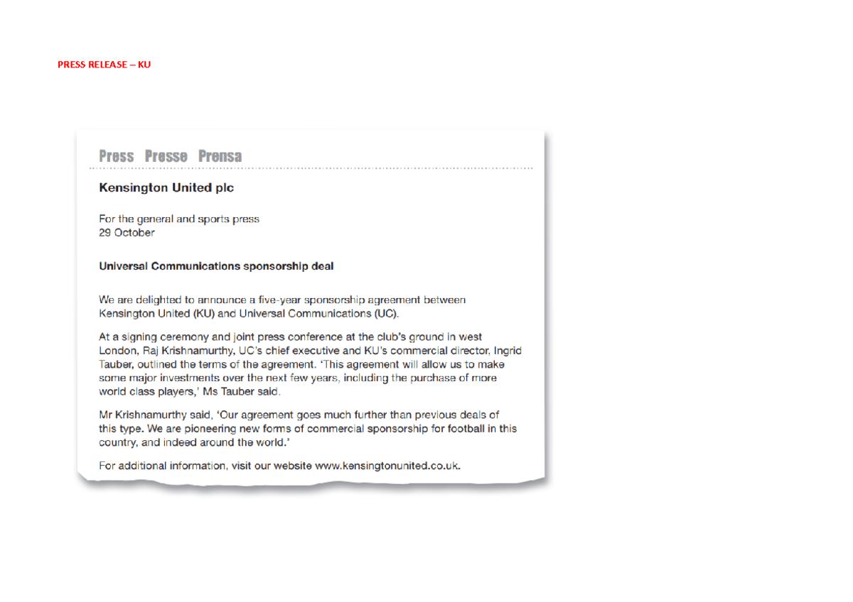 Press Release -details - PRESS RELEASE – KU Press releases are common ...