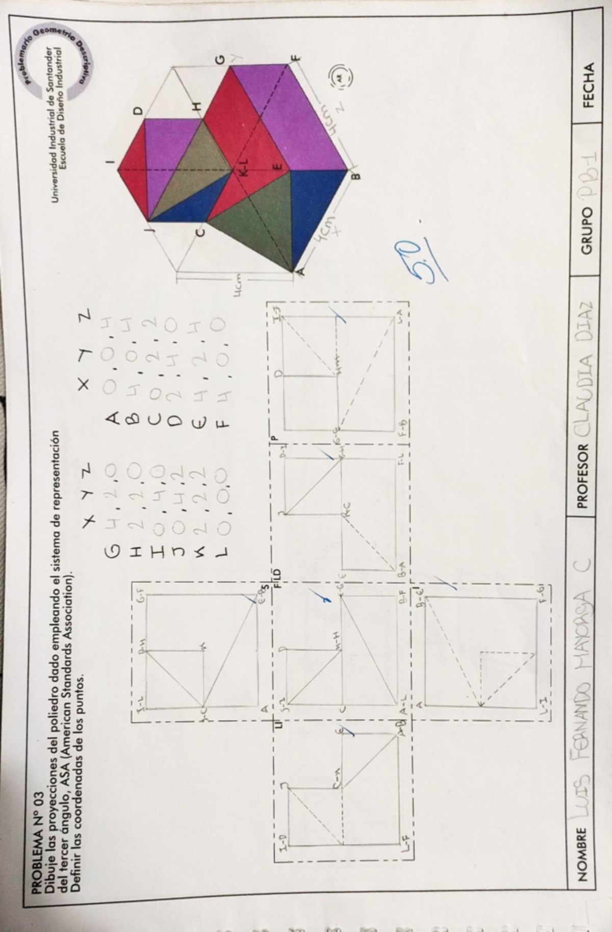 Sistema Proyecciones DIN y ASA - PROBLEMA N° 03 D i b u j e las p r o y ...