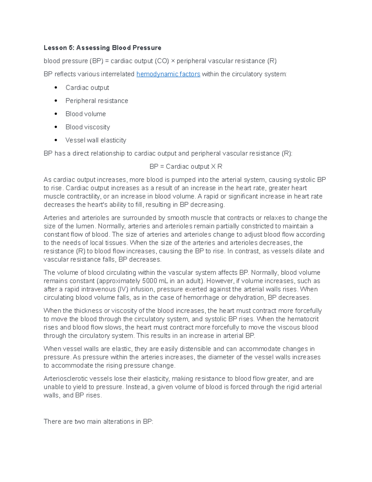 Module 4 Vital Signs Lesson 5 Notes - Lesson 5: Assessing Blood ...