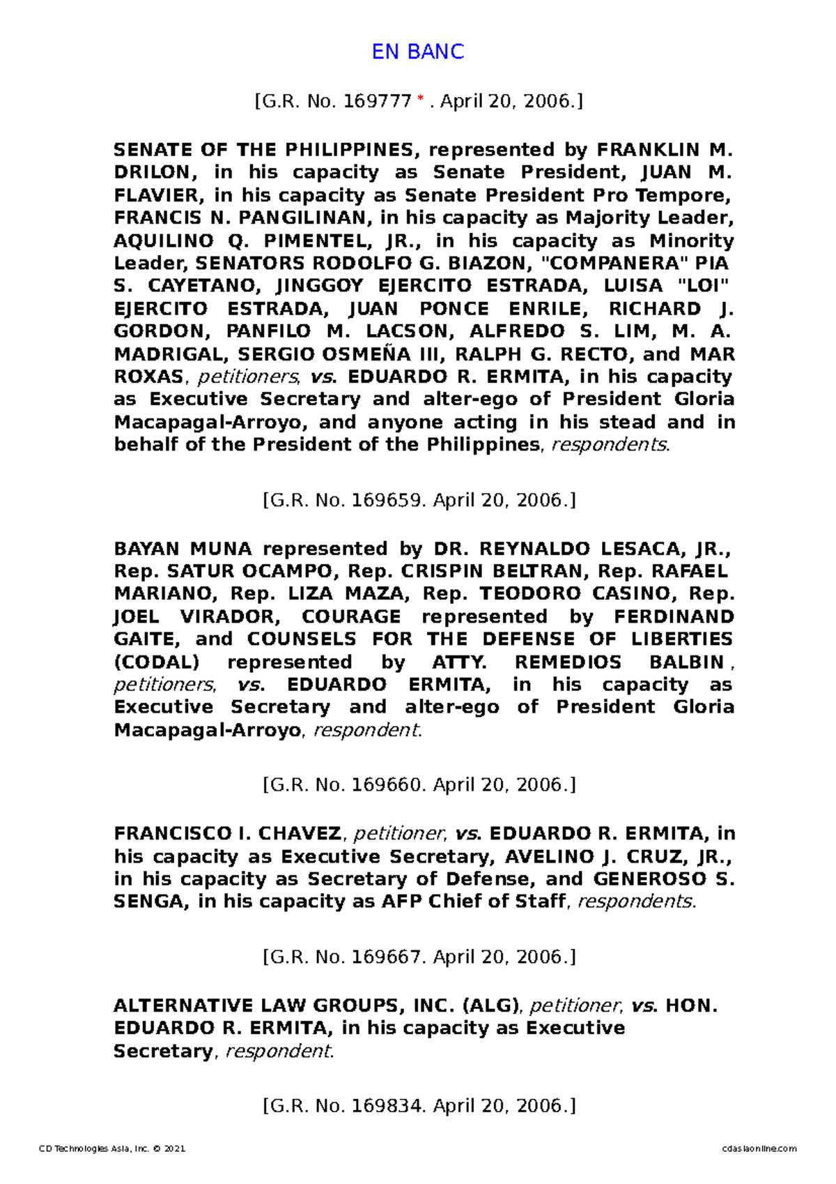 121662-2006-Senate of the Phils - EN BANC [G. No. 169777 * . April 20 ...