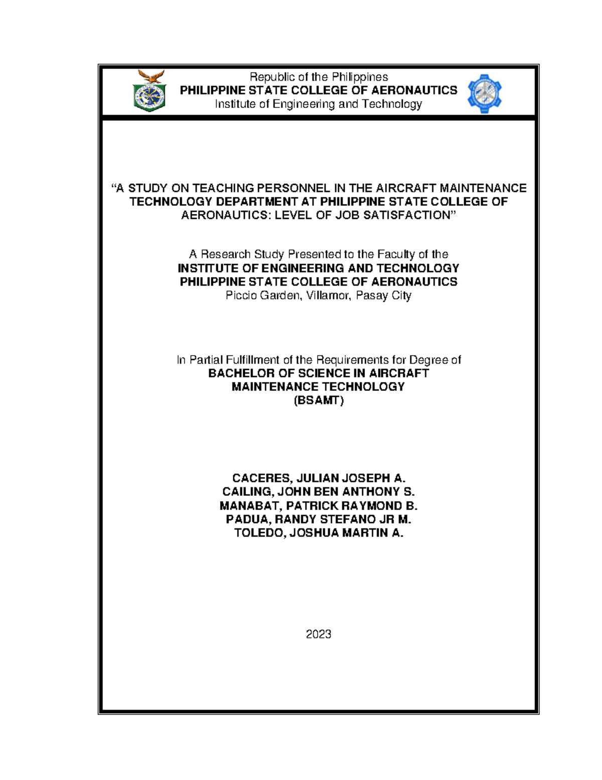 Final Thesis Group 4 - aaaa - PHILIPPINE STATE COLLEGE OF AERONAUTICS ...