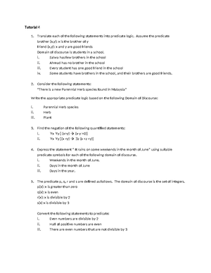 Tutorial 2 - Discrete Structure - Tutorial 2 QUESTION 1 Construct a truth table for each of ...