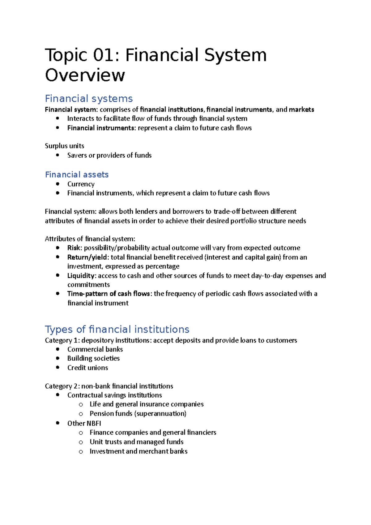 01 Financial System Overview - Topic 01: Financial System Overview ...