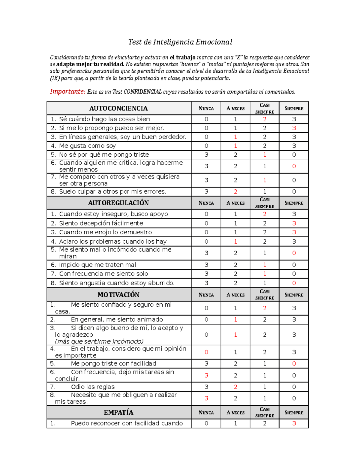 Test de Inteligencia Emocional - Test de Inteligencia Emocional ...