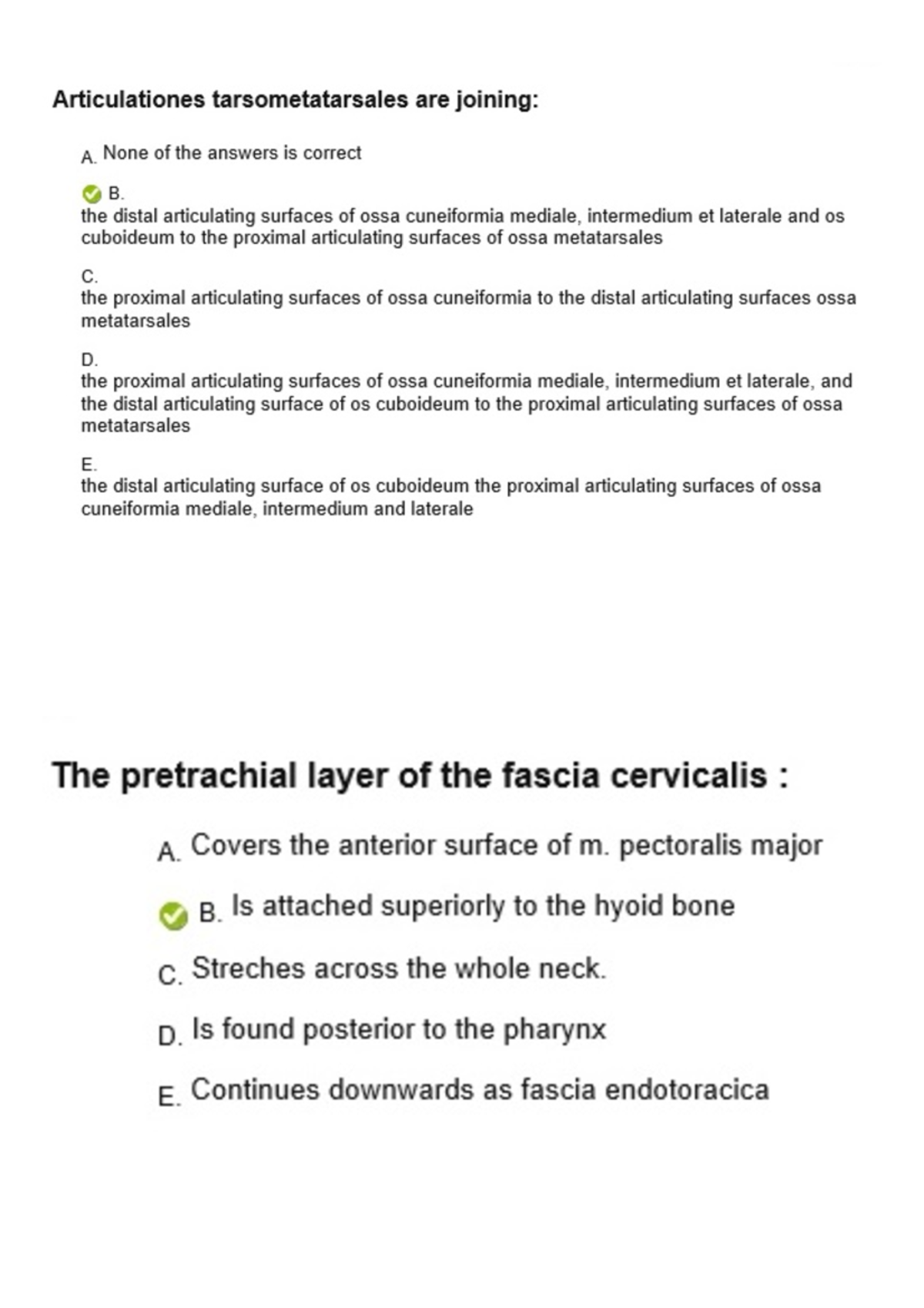 Sample questions locomotor - Human Anatomy and Histology - Studocu