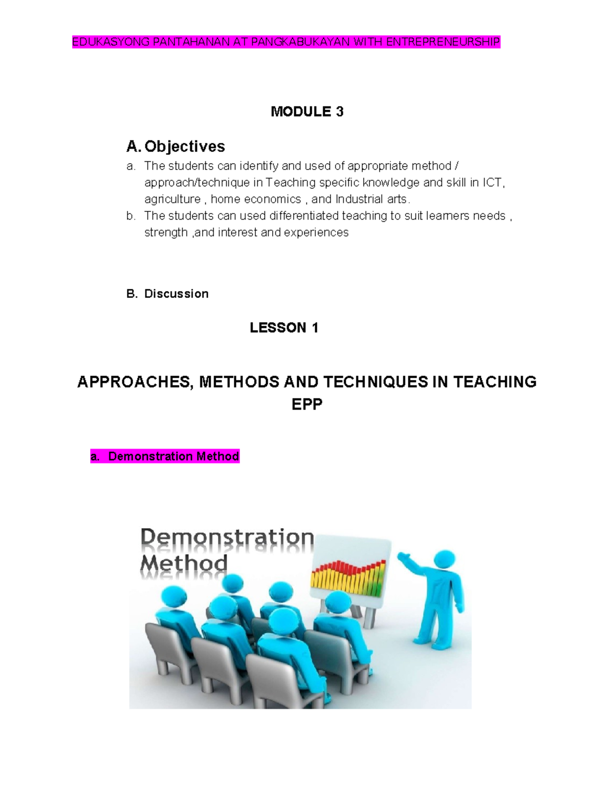 TLE2- Module-3 - Module - MODULE 3 A. Objectives a. The students can identify and used of - Studocu