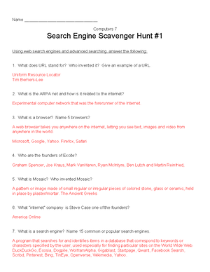 Search Engine Scavenger Hunt 2 - Name ...