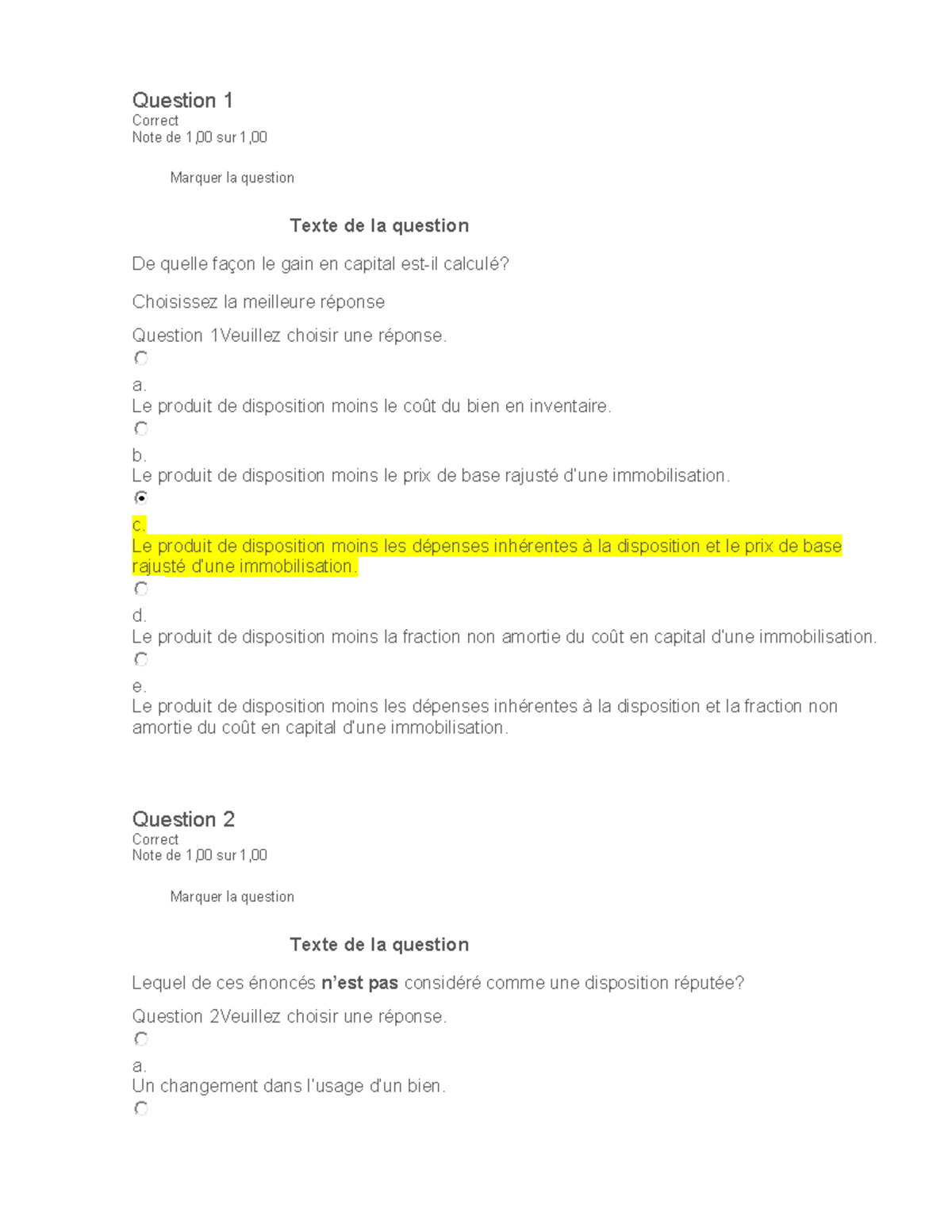 Quiz 1 - Reponse pour quiz 1 - Question 1 Correct Note de 1,00 sur 1 ...