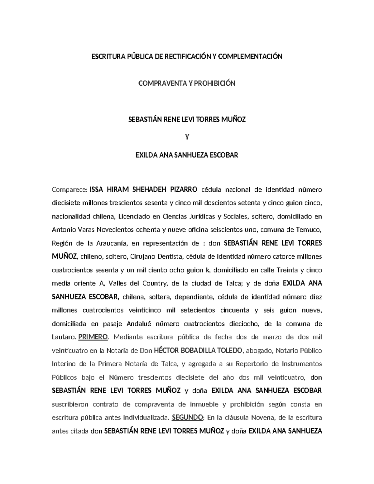 Escritura- Publica- Complementaria - ESCRITURA PÚBLICA DE RECTIFICACIÓN Y COMPLEMENTACIÓN - Studocu