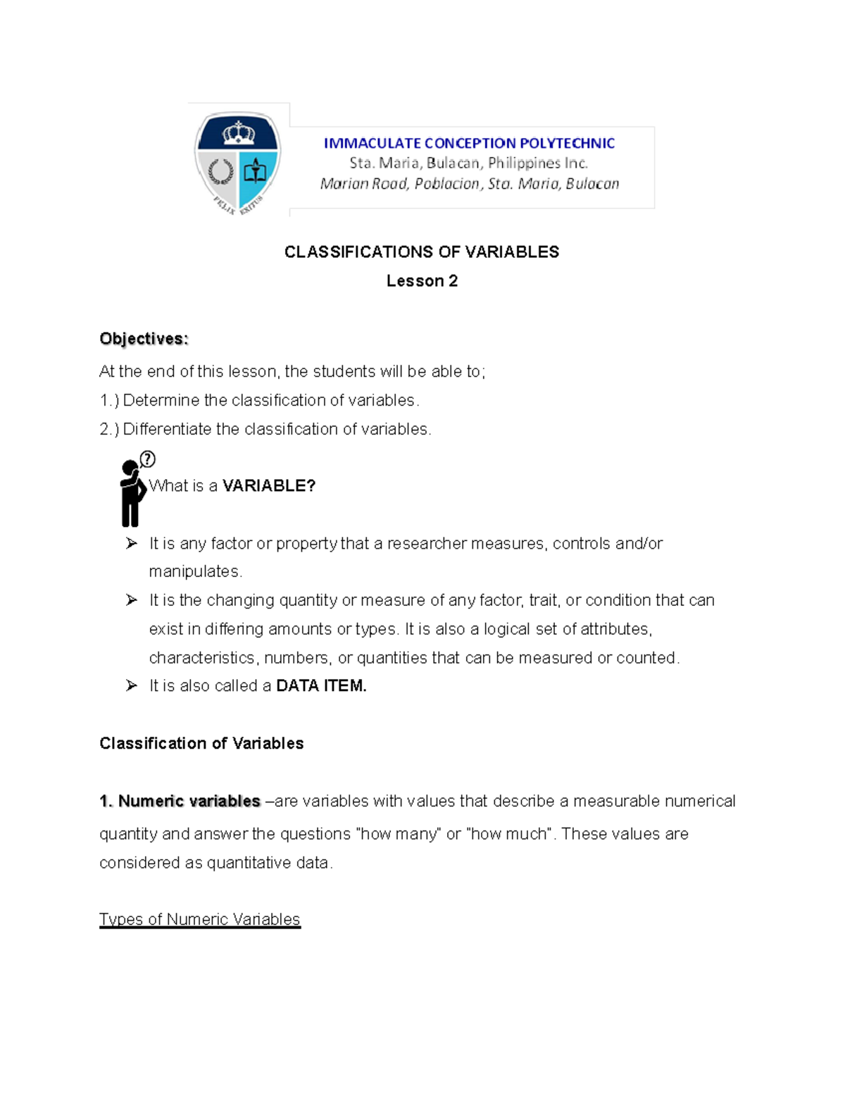 Lesson 2- Types of Variables practical research - Research in ...