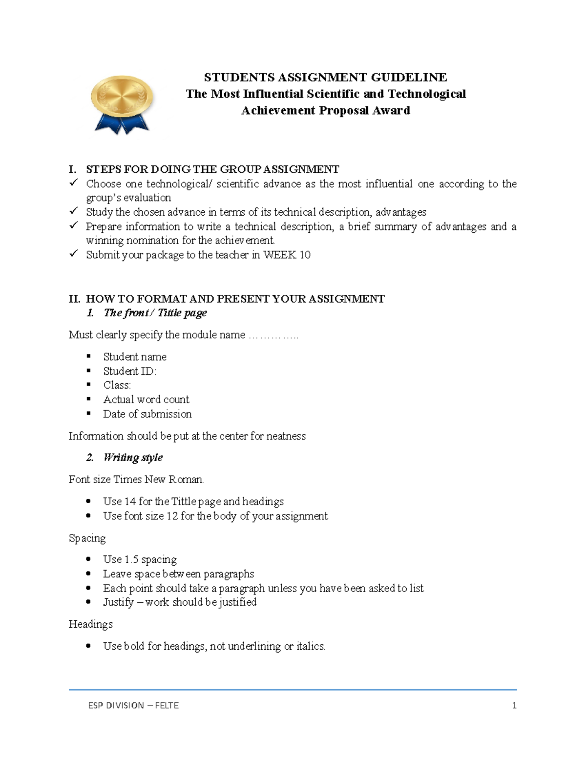 MID TERM Assignment Guideline - STUDENTS ASSIGNMENT GUIDELINE The Most ...