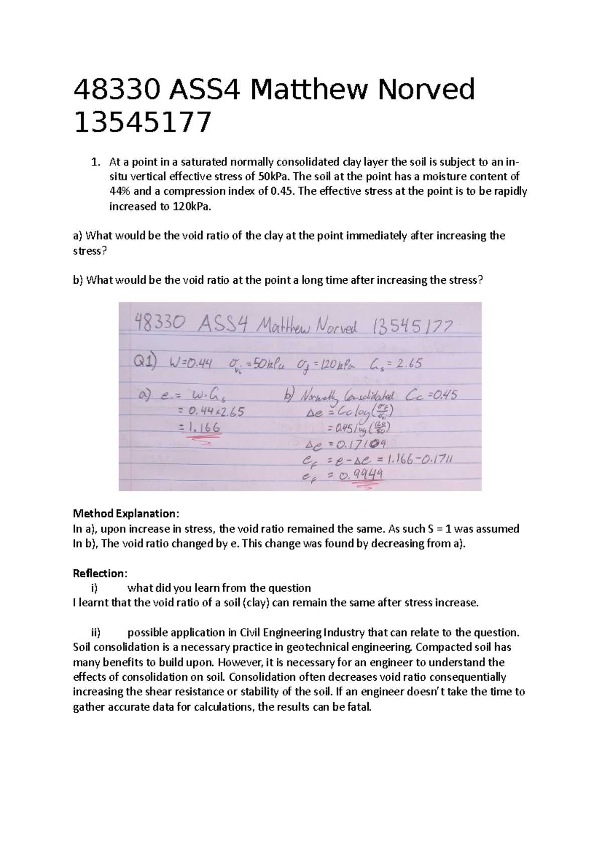 48330 ASS4 Matthew Norved 13545177 - 48330 ASS4 Matthew Norved 13545177 At a point in a ...