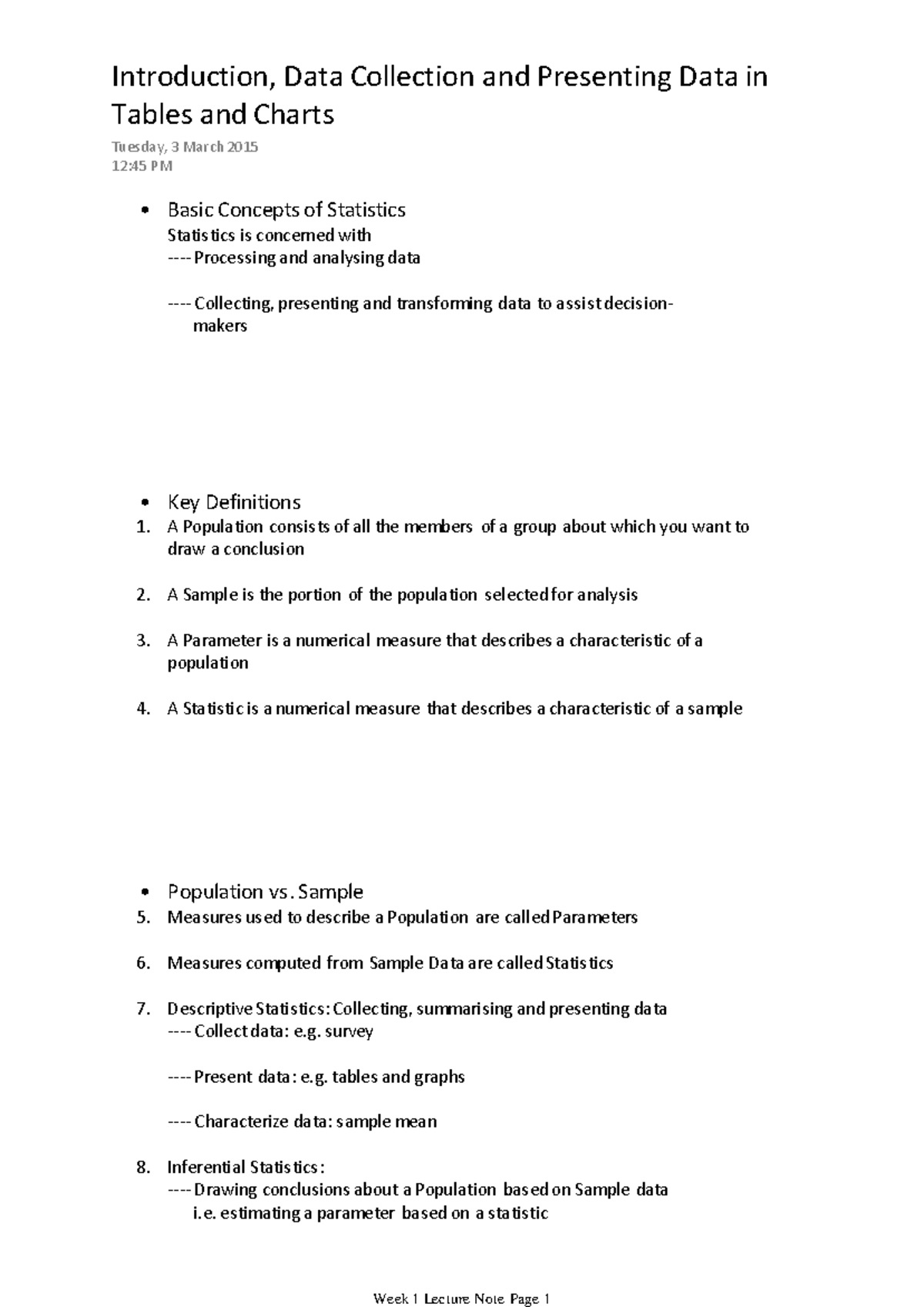 COMM121 - Summary Statistics for Business - Basic Concepts of ...