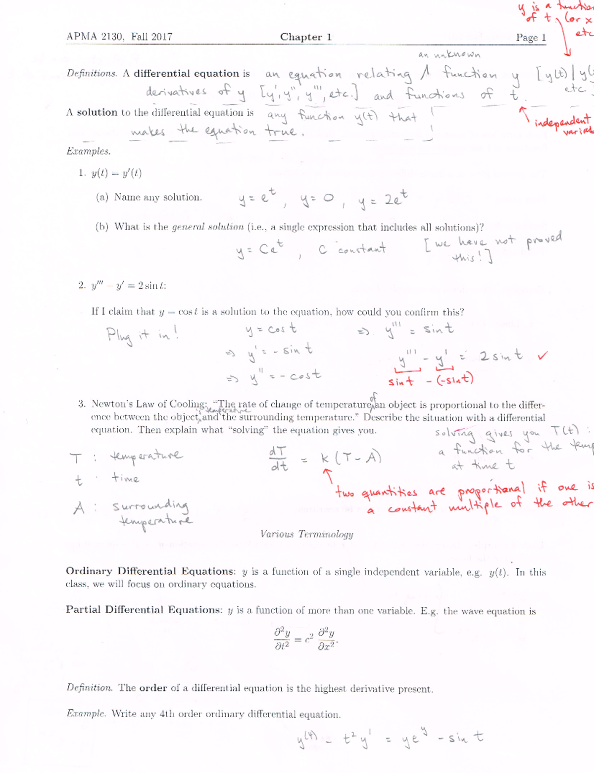 1.0 notes - Diana Morris Ch1 Introduction to Differential Equations ...