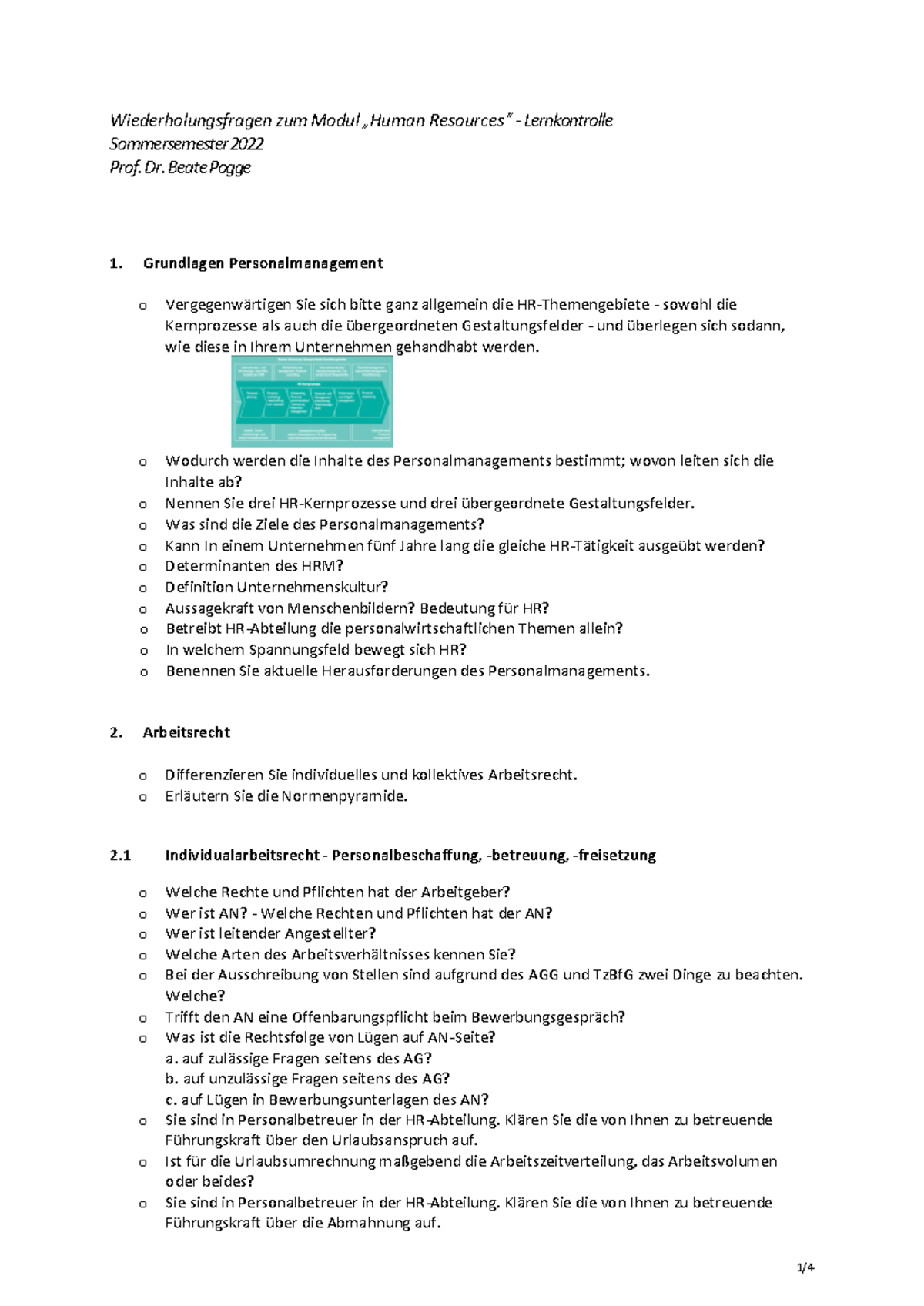 Lernkontrolle Modul HR 1 - 1/ Wiederholungsfragen zum Modul „Human ...