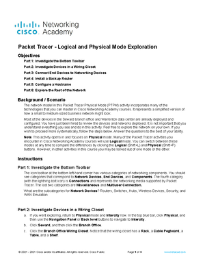 1.5.7 Packet Tracer - Answers - Record the answers to the questions in either red or blue ...