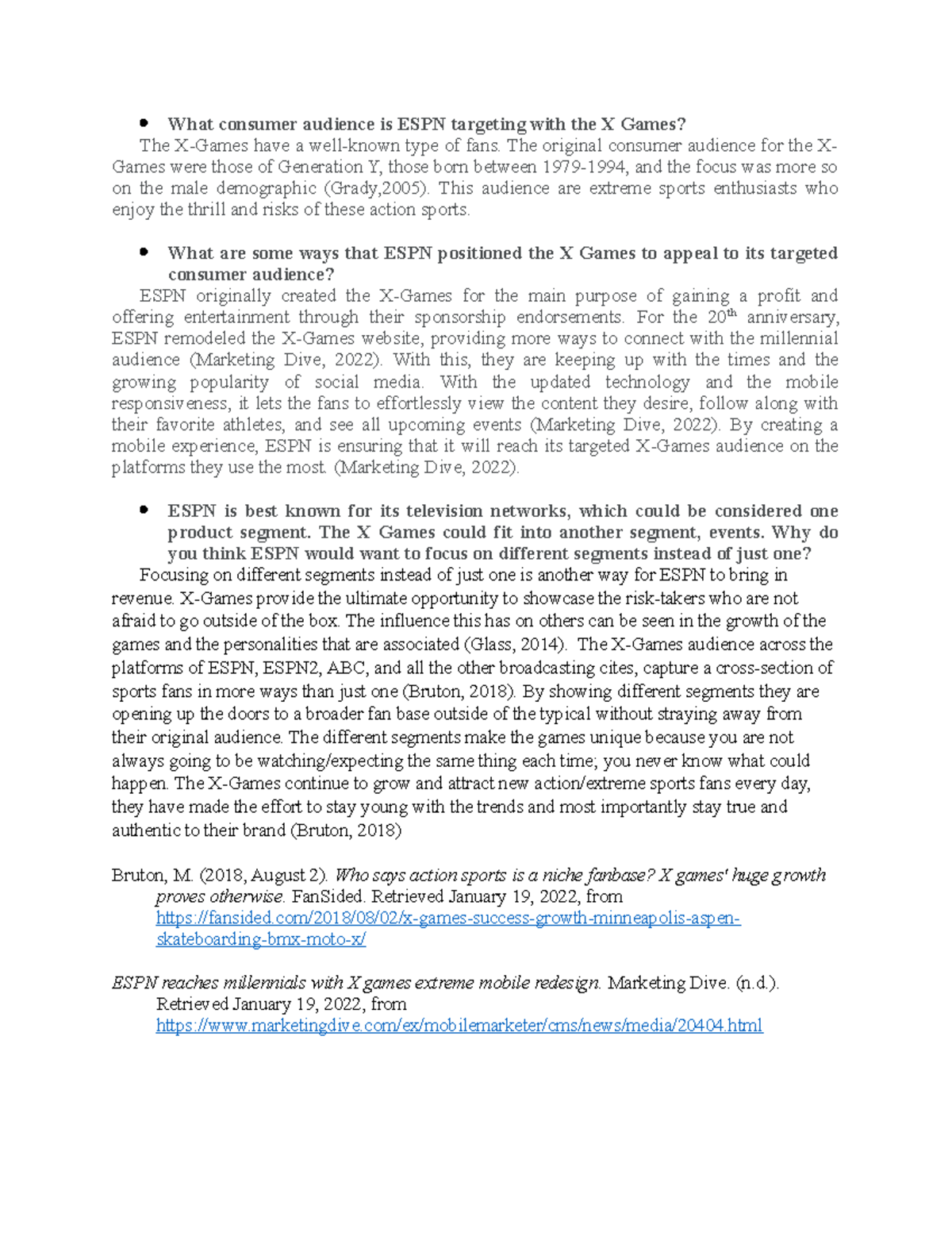 3-1 Discussion X Games - What consumer audience is ESPN targeting with ...