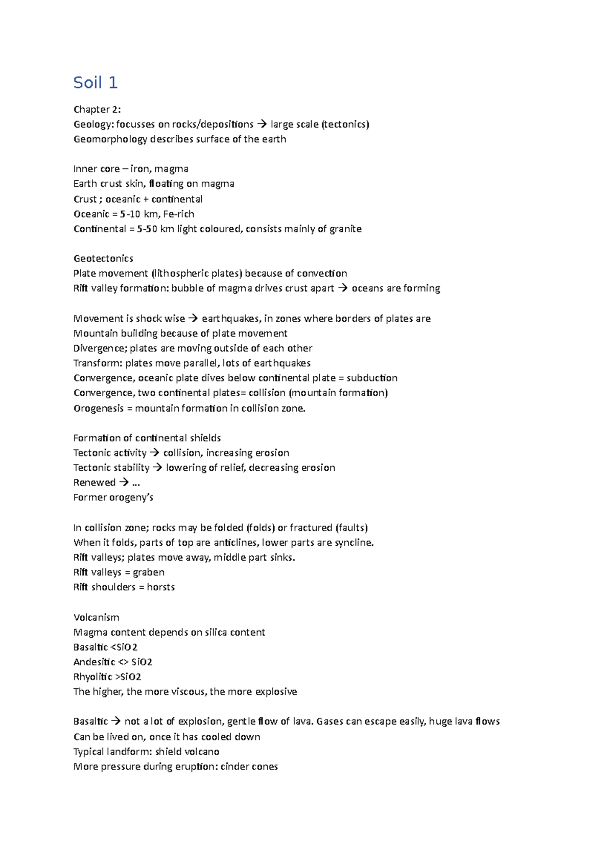 Soil 1 lecture notes - SGL/12803 - Soil 1 Chapter 2: Geology: focusses ...