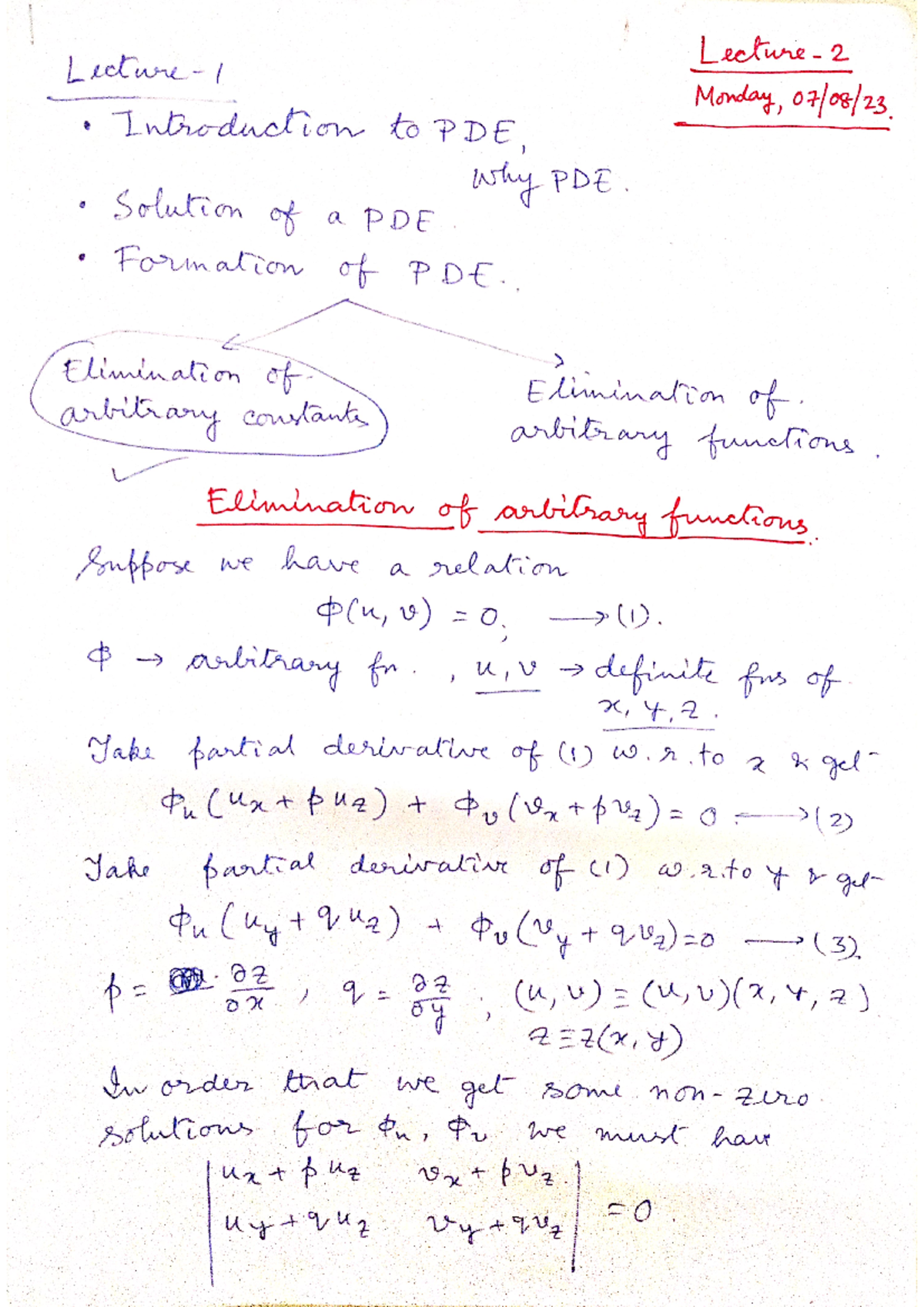 partial differential eq lec 2 - Partial Differential equations - Studocu