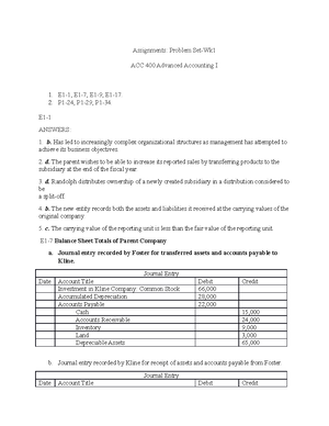 Assignments Problem Set-Wk8 updated - Assignments: Problem Set-Wk ACC ...