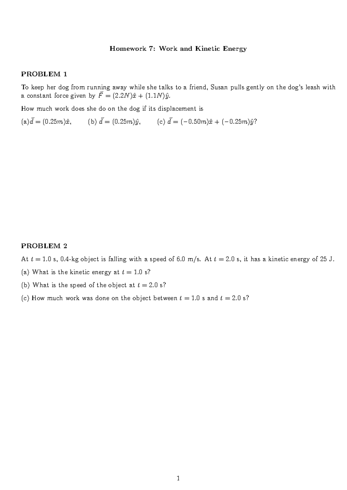HW107-Ch7-A - Work and Kinetic Energy - Homework 7: Work and Kinetic ...