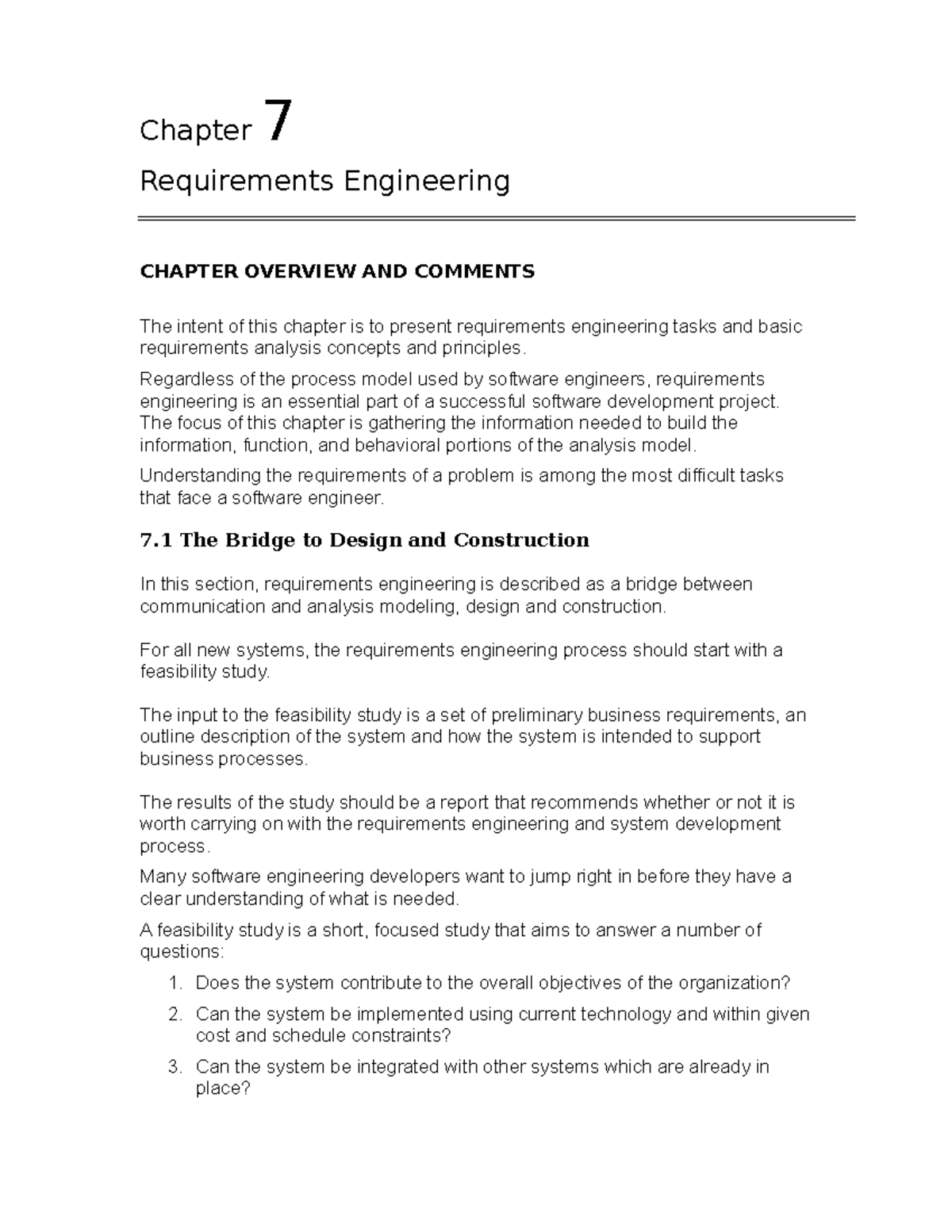 Ch07 Requirements Engineering - Chapter 7 Requirements Engineering CHAPTER OVERVIEW AND COMMENTS ...