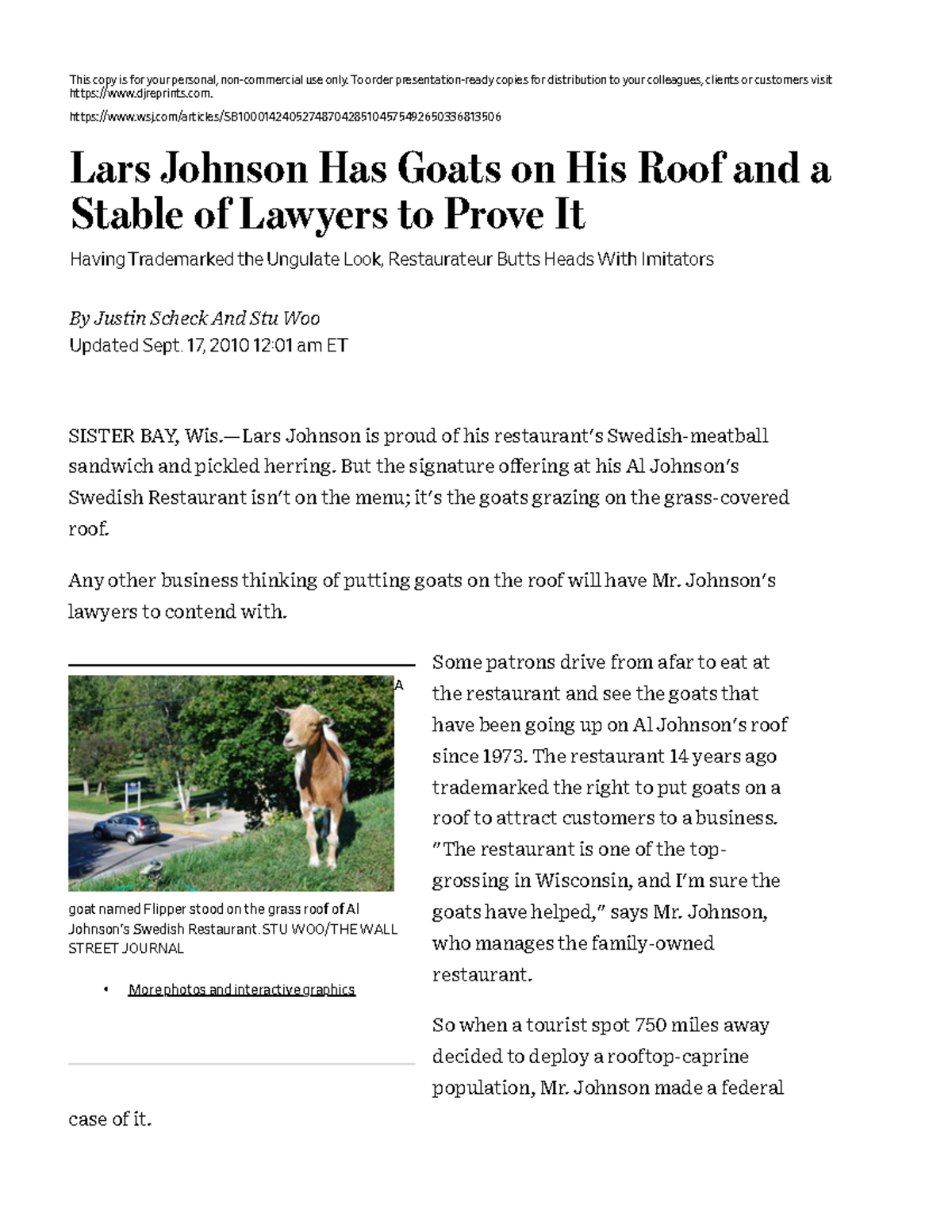 Lars Johnson Has Goats on His Roof and a Stable of Lawyers to Prove It ...