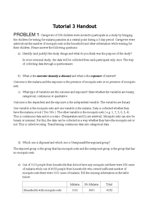 Tutorial 2 Handout - EPID1000 Tutorial 2 Handout Prevalence, Cumulative Incidence & Incidence ...