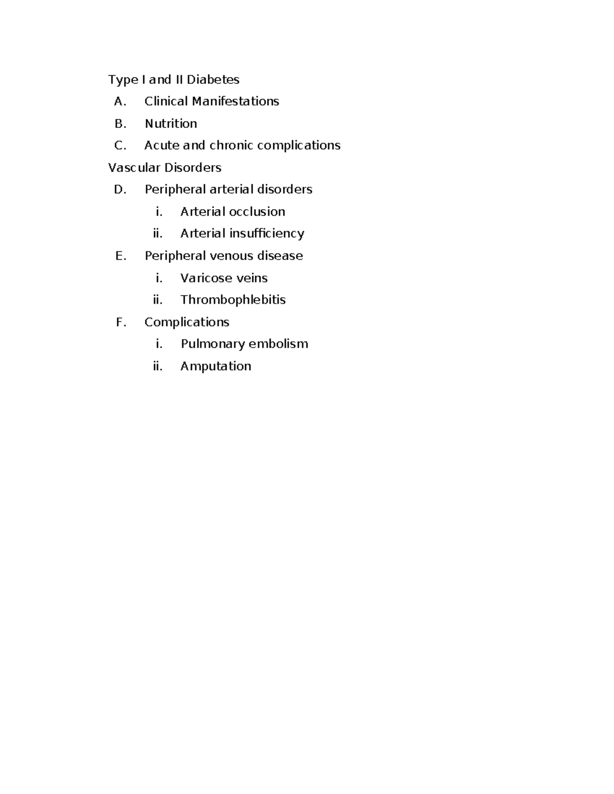 Med Surg Notes 2023 - Type I and II Diabetes A. Clinical Manifestations ...