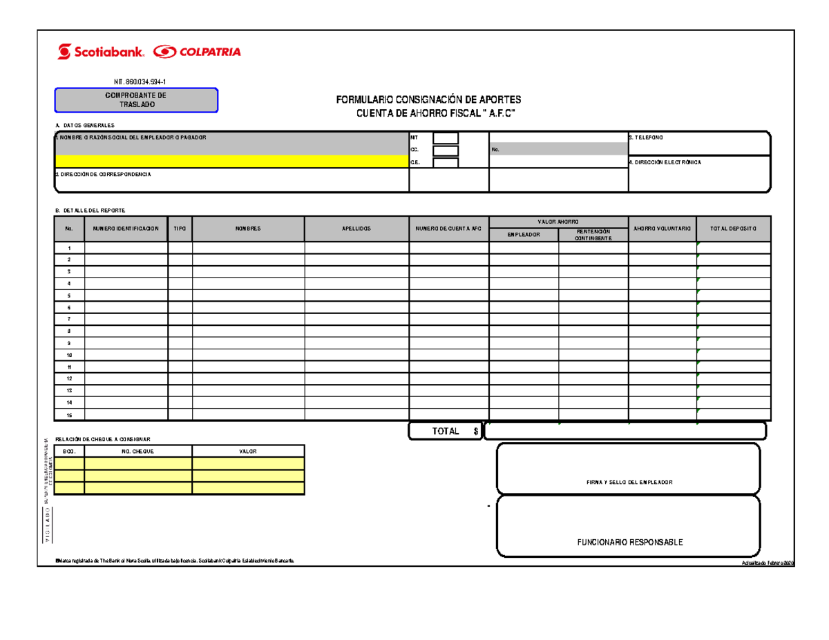 Formato-recaudo-afc - Recaudos de AFC - NIT. 860.034- A. DAT O S G E NE RAL E S 1. NO M BRE O ...