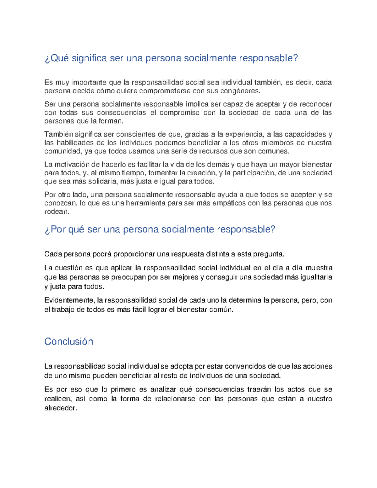 Qué significa ser una persona socialmente responsable - Ser una persona ...