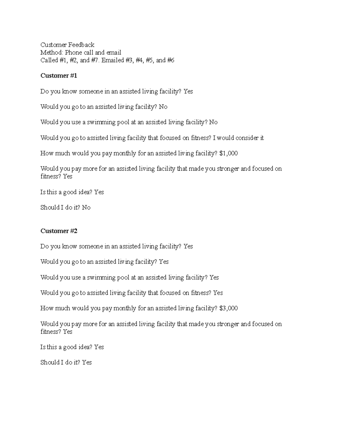 Customer Feedback - This assignment outlines what format should be used ...