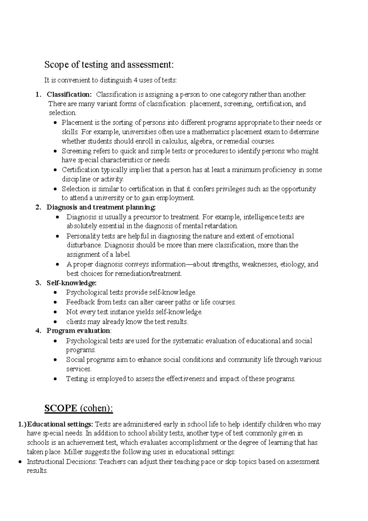 Scope of testing and assessment (1) - Scope of testing and assessment ...