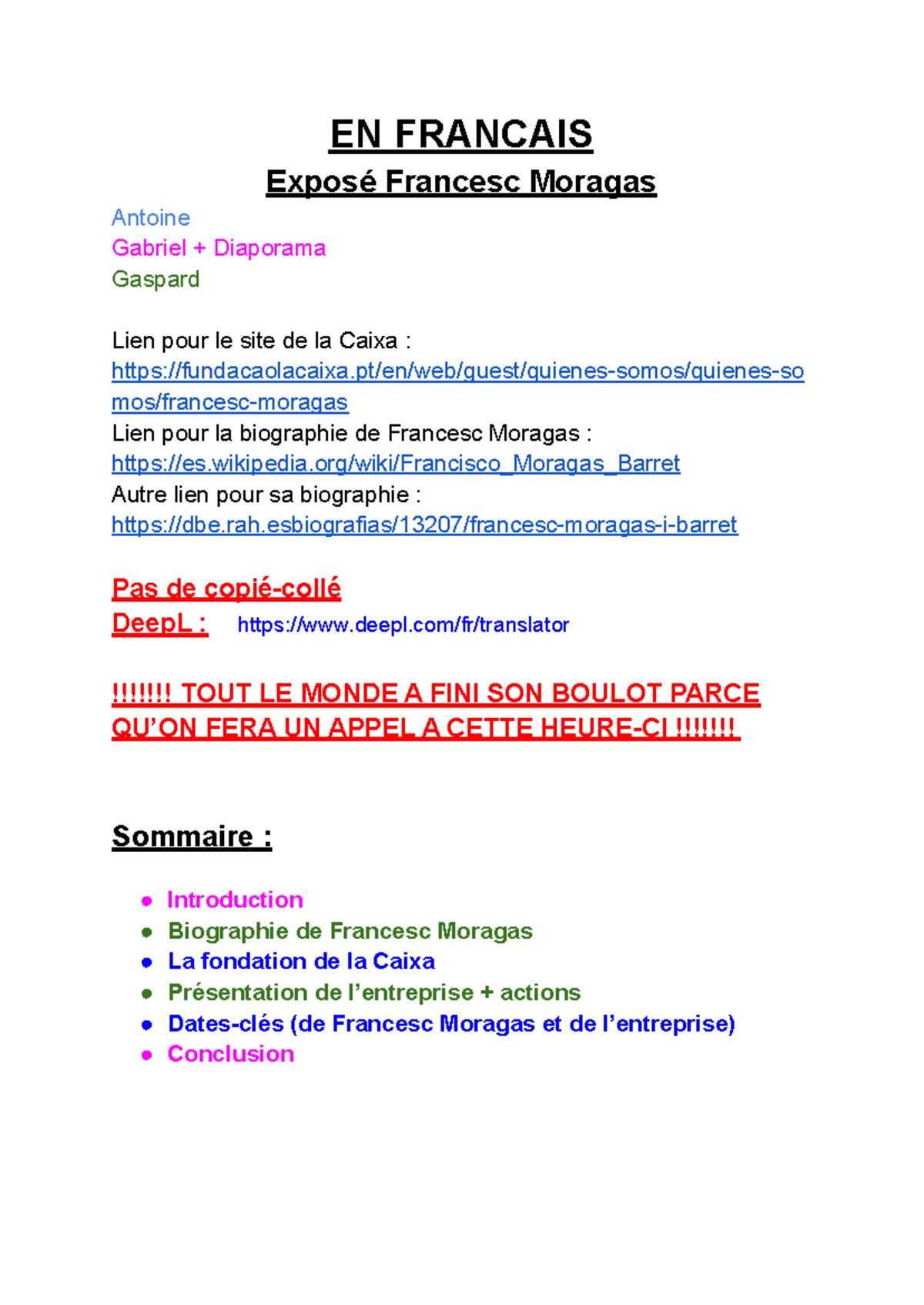 Exposé Francesc Moragas - EN FRANCAIS Exposé Francesc Moragas Antoine ...