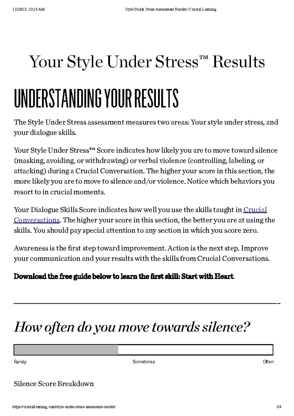 Style Under Stress Assessment Results Crucial Learning - Your Style ...