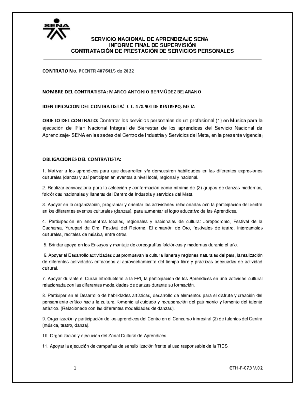 Informe Final de Supervision - INFORME FINAL DE SUPERVISIÓN ...